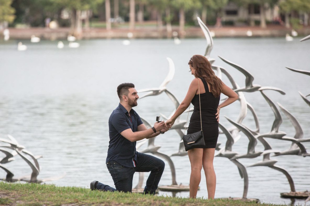 Surprise Proposal Photography | Lake Eola, Downtown Orlando